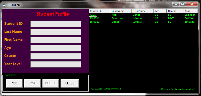 Simple Student Profile (Add, Save, Delete, List View) | SourceCodester